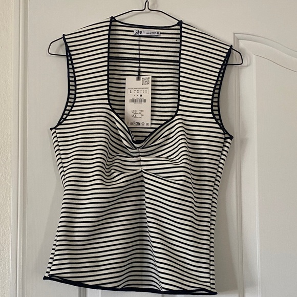 Zara | Tops | Zara Monochrome Striped Tank Top | Poshmark